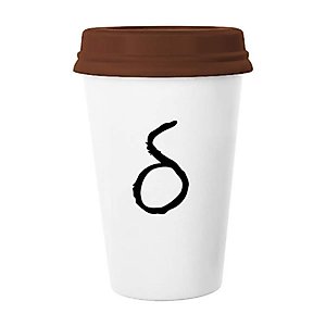 Greek Alphabet Delte Black silhouette Mug Coffee Drinking Glass Pottery Ceramic Cup Lid