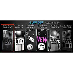 LIGHTDIMS Original Strength - LED dimming Covers for Routers, Electronics and Appliances and More. Dims 50-80% of Light, in Minimal Packaging Light (1 sheet).
