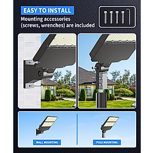 Dimgogo LED Parking Lot Light - 300W Street Lights Dusk to Dawn Outdoor Lighting Commercial with Photocell, 6500K LED Flood Light Outdoor Waterproof with Arm Mount