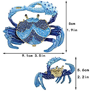 YU FENG Crab Jewelry Trinket Boxes Hinged Animal Jeweled Trinket Box Decorative Crab Collectible Figurine