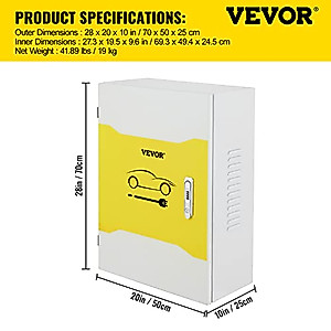 VEVOR Tesla Charger Station Box, 28'' x 20'' x 10'', Outdoor Cable Box Charging Box Cable Organizer, IP32 Waterproof Dustproof Cool Roll Steel Electrical Enclosure Box, for Tesla Wall Connector