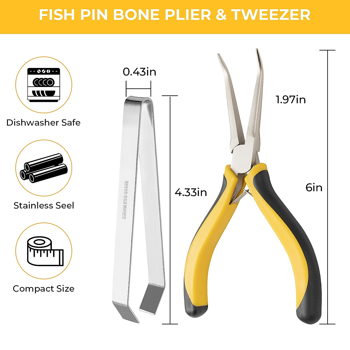 Fish Bone Pliers Tweezers Kit for All Kind of Fish Stainless Steel Fish Deboning Tools 2pcs