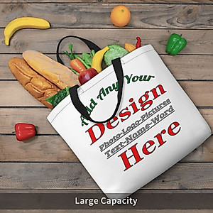 Tote Bags for Women Customized Shopping Bags Beach Bag Travel Bags Personalized Gifts White Customized Shoulder Bags with Your Own Logo Image Text Name