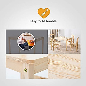 Alohappy Dining Table Set for 4, Pine Wood Kitchen Table Dining Table and Chairs Set 5PCS for 4 Person for Kitchen Dining Room Living Room