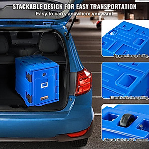 VEVOR Insulated Food Pan Carrier, 95 Qt Hot Box for Catering, LLDPE Food Box Carrier w/Double Buckles, Front Loading Food Warmer w/Handles, Stackable End Loader for Restaurant, Canteen, etc. Blue