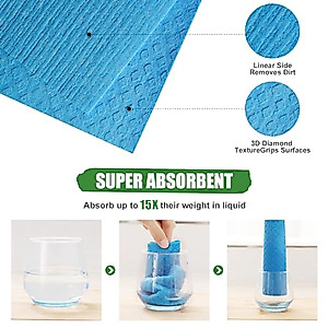 Homaxy Swedish Dishcloths for Kitchen, 6 Pack Reusable and Washable Cellulose Sponge Cloths Dish Towels, Absorbent and No Odor Paper Towels for Dishes ＆ Counters, Assorted