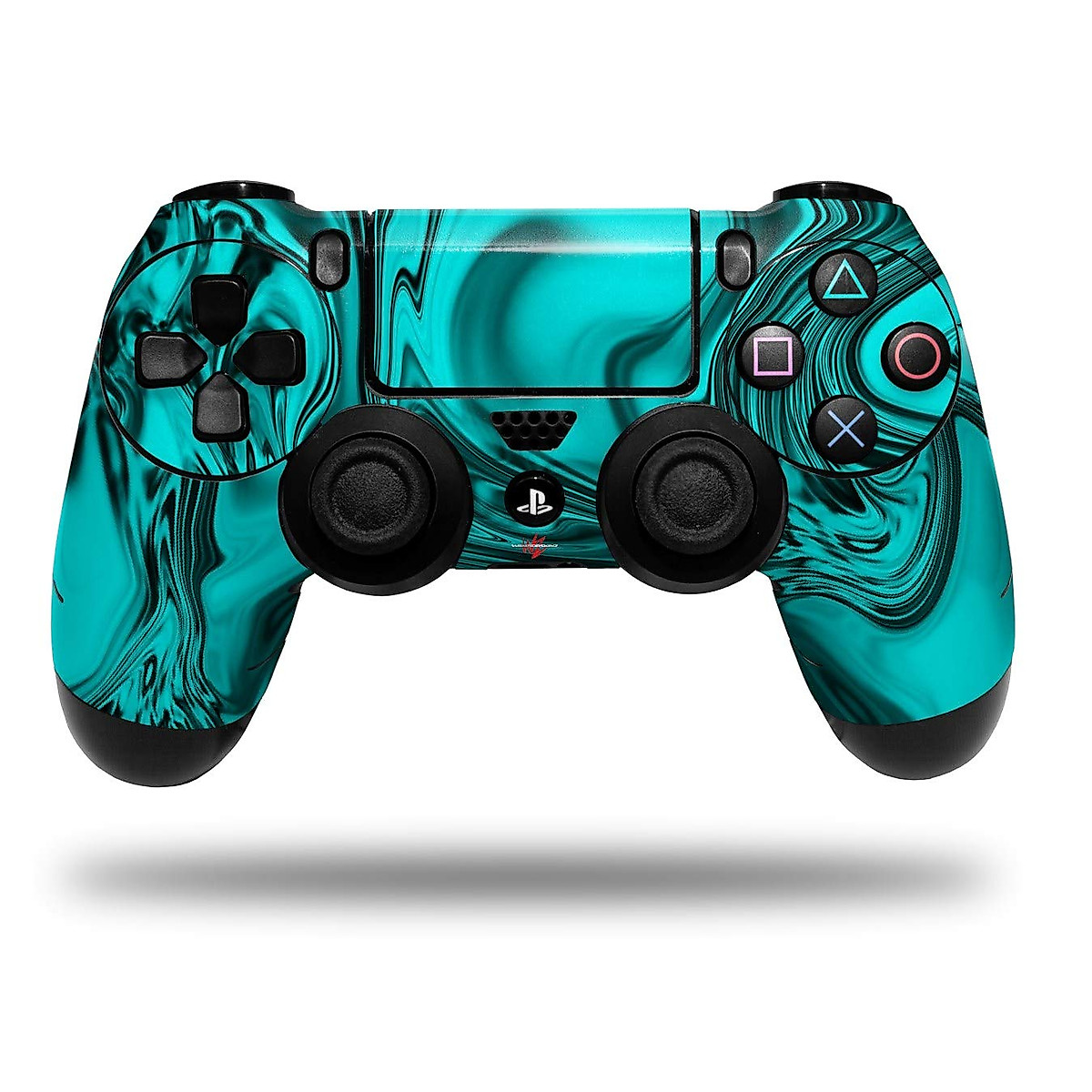 WraptorSkinz Vinyl Decal Skin Compatible with Sony PS4 Controller PlayStation 4 Original Slim and Pro Liquid Metal Chrome Neon Teal (Controller NOT Included)