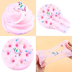 Fluffy Slime Kit, 6.8oz Pink Unicorn DIY Slime Kit for Girls and Boys, Soft & Non-Stick Stress Relief Toy, Kids Education Party Favor, Idea Gift for Birthday Easter Christmas New Year