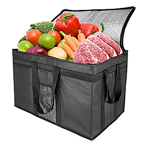 XXL-Larger Insulated Cooler Bags with Zipper Closure,Reusable Grocery Shopping Bags Keep Food Hot or Cold,Collapsible lunch bag,Grocery Transport,23"W x 15"H x 14"D