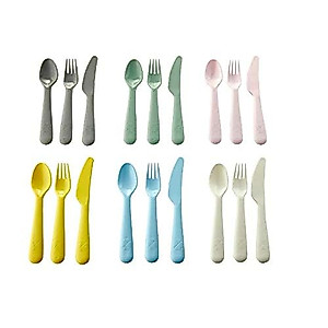 Ikea Plastic 18-Piece Cutlery Set Mixed Colours, Set of 6 Sppon, 6 Fork and 6 Knife