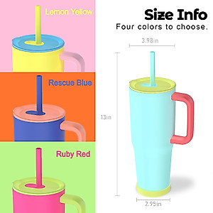 winiwo 40 oz Tumbler with Handle and Straw for Her, Flexible Straw, Insulated Tumbler Cups with Silicone Bottom, Keeps Beverages Cold Up to 24 Hours, Gym/Work/Travel/School/Gift（Elegant Blue）