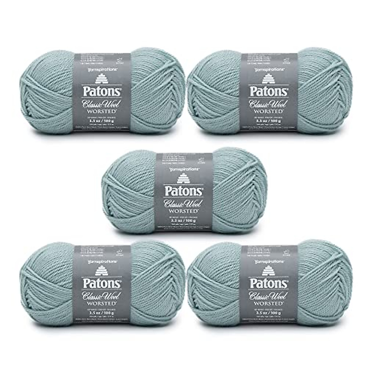 Patons Classic Wool Seafoam Yarn - 5 Pack of 3.5oz/100g - Wool - 4 Medium - 210 Yards - Knitting, Crocheting & Crafts