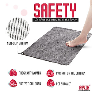 Asvin Soft Textured Bath, Shower, Tub Mat, 24x16 Inch, Phthalate Free, Non Slip Comfort Bathtub Mats with Drain, PVC Loofah Bathroom Mats for Wet Areas, Quick Drying