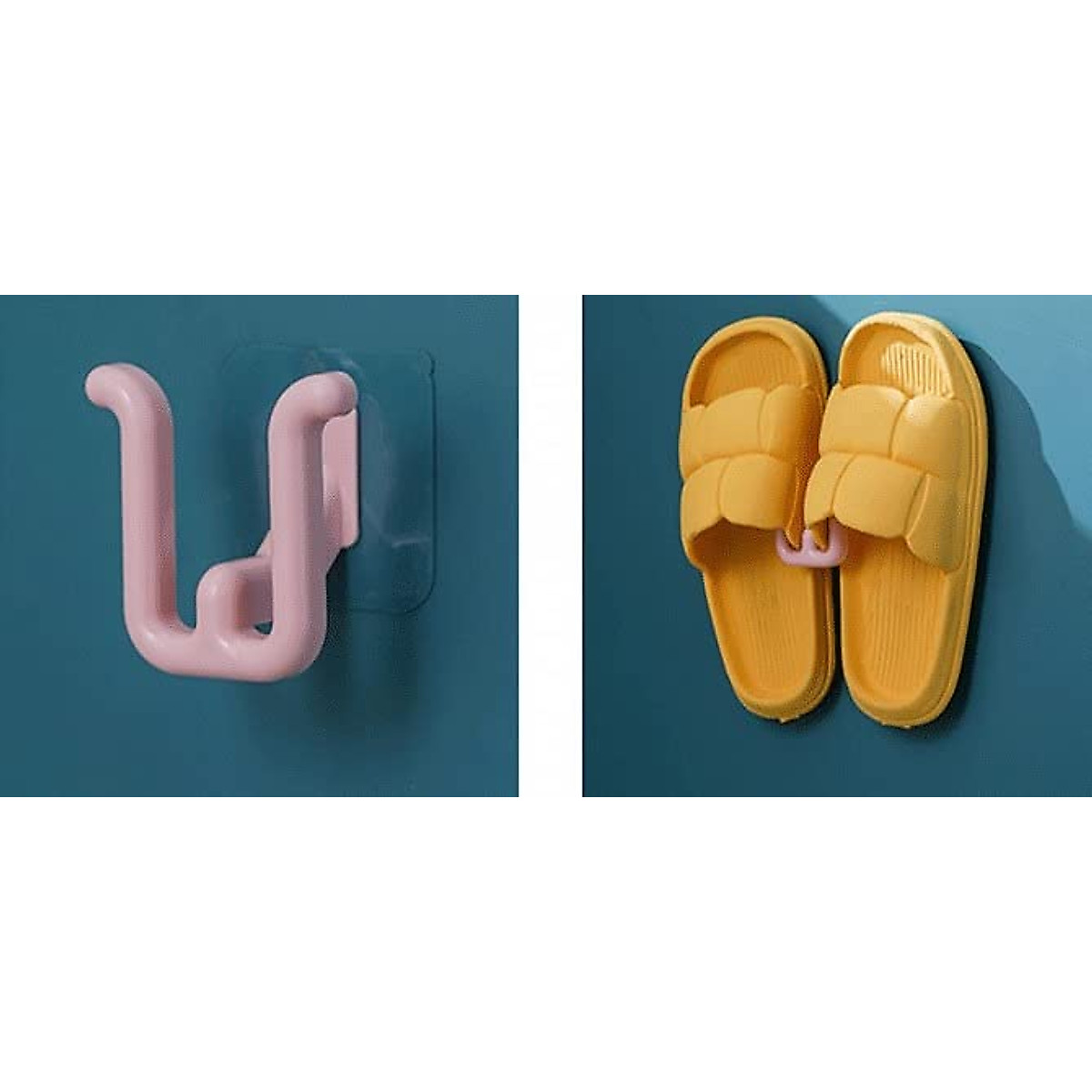 CHNLML Slippers Hook Bathroom Shower flip Flops Adhesive Storage Organizer Rack Saving Space Babouche Sticky Holder (Pink)