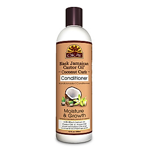 OKAY | Black Jamaican Castor Oil Coconut Curls Conditioner | For All Hair Types & Textures | Condition, Strengthen & Regrow Hair | With Argan Oil | Free of Paraben, Silicone, Sulfate | 12 oz