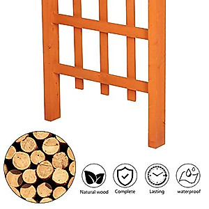 VINGLI 85in Wooden Garden Arbor, Wedding Arch for Ceremony, Wood Garden Trellis for Plant Climbing, Christmas Garden Decor Pergola for Garden Backyard, Lawn (Teak)