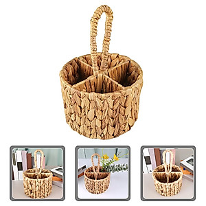 Kichvoe Fruit Basket Decor Picnic Basket Hamper Storage Basket Woven Basket with Handle Multipurpose Woven Floral Basket Flower Hand Woven Basket Flowers Articles for Daily Use Gourd Grass