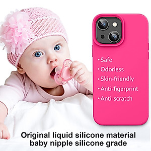 Vooii Compatible with iPhone 14 Case,[Silky Touch Premium Liquid Silicone] [Soft Anti-Scratch Microfiber Lining], Ultra Slim Shockproof Protective Case for iPhone 14 - Hot Pink