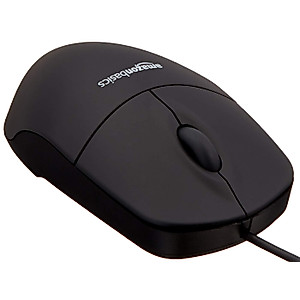 Amazon Basics Gaming Computer Mouse Pad - Black & 3-Button USB Wired Computer Mouse (Black), 1-Pack
