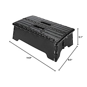 Folding Step Stool, 15 Inch The Anti Skid Step Stool is Sturdy to Support Adults and Enough for Kids. Opens Easy with One Flip. Great for Kitchen, Bathroom, Bedroom, Kids or