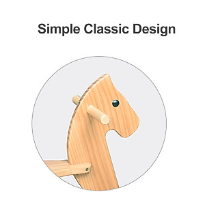 KRAND Rocking Horse Wooden Ride On Toy for Kids Classic Design Rocking Horse with Pedal and Safe Backrest Fine Workmanship(Classic, Natural)