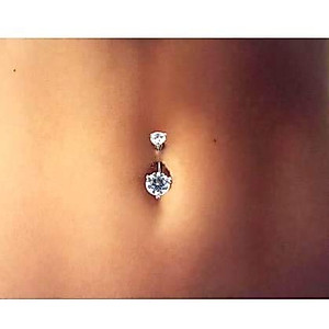 Jconly 14G Belly Button Ring with 316L Steel Piercing Needles and Clamp Belly Kit