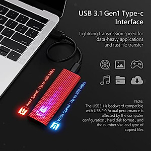 Mersuii Mini Solid State Drive for Laptop Windows 7 Mac Shockproof Portable Mobile Solid State Drive 1TB Red