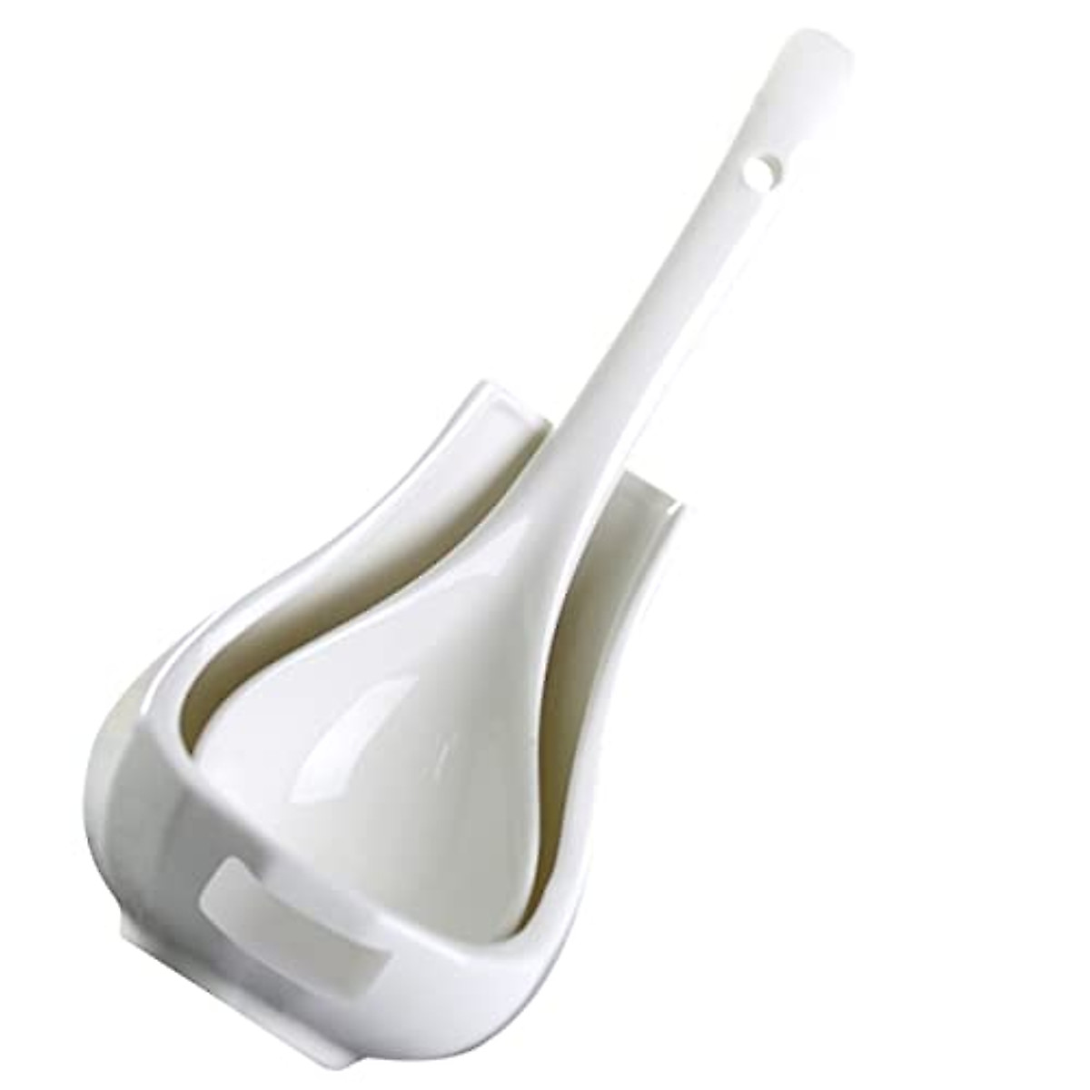 Cabilock 3 Sets Spoon Holder Set Cooking Utensil Holder Soup Spoon Gravy Ladle Soup Spoon Rest Spoon Stand Hot Pot Ladle Braces Kit Kitchen Utensils Delicate White Ceramics Tableware