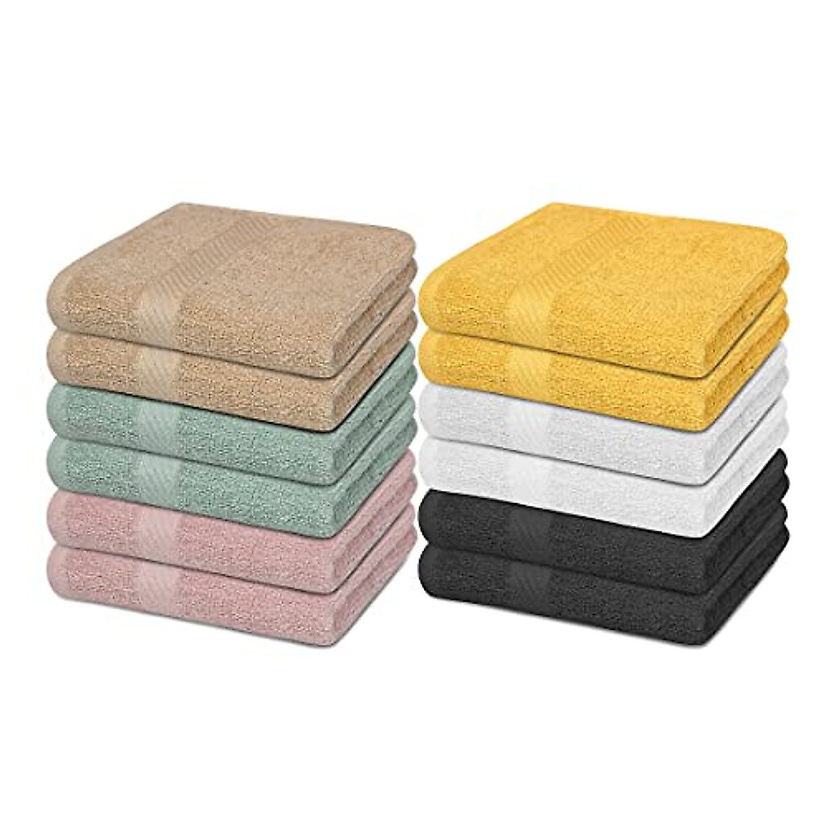 ZUPERIA 100% Cotton Bath Wash Cloths - 12 Pack - 12" x 12"- Highly Absorbent Soft Washcloths for Face, Gym Towels, Hotel Spa Quality, Reusable Multipurpose Towels (12 Pack, 6 Multicolors)