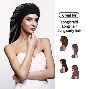 4 Pieces Satin Sleep Cap for Curly Hair and Dreadlock, Long Braids Sleeping Bonnets Silky Hair Bonnet for Women