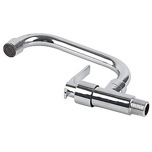 Yosoo Health Gear 1/2 Single Cold Water Tap, Wall Mounted Kitchen Faucet, Brass Body Stainless Steel Tube Wall Mounted Single Faucet for Home Kitchen(20cm)