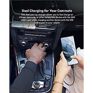 Belkin 37 Watt Dual USB Car Charger - Power Delivery 25W USB C Port & 12W USB A Port for PPS Charging Apple iPhone 14, 14 Pro, 14 Pro Max, iPhone 13, Samsung Galaxy, AirPods & More