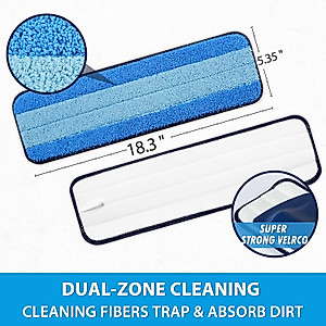 3 Pack Microfiber Cleaning Pads for Bona Mop, Safe for Hardwood and Hard-Surface Floors, Reusable Microfiber Mop Pads for 18 Inch Mop, No Residue, Super-Absorbent, Over 500 Machine Washes, Mr. Scrub