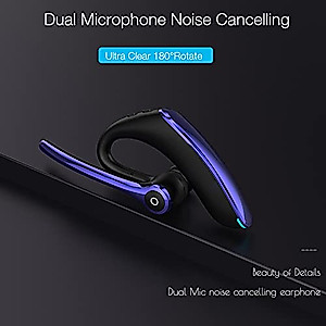 Lymoc Wireless Earbuds,Dual Mic Bluetooth Earpiece Headset 5.1 Trucker Handsfree Earphones for Cell Phones ENC Noise Cancelling CVC8.0 Headphone 16 Hours Talktime for Business/Driving/Office-