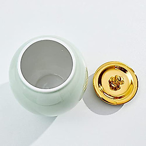 LINES ARTE Medium Urns for Human Ashes Adult Female, 6.7x5.2 Inch Medium Size Urn for Mom/Sister/Women with Green Angel Wings, Ceramic Cremation Urns for Ashes Adult Female