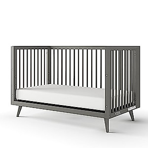 Child Craft Cranbrook 4 in 1 Convertible Crib, Mid Century Modern Baby Crib Converts to Day Bed, Toddler Bed and Full Size Bed, 3 Adjustable Mattress Positions