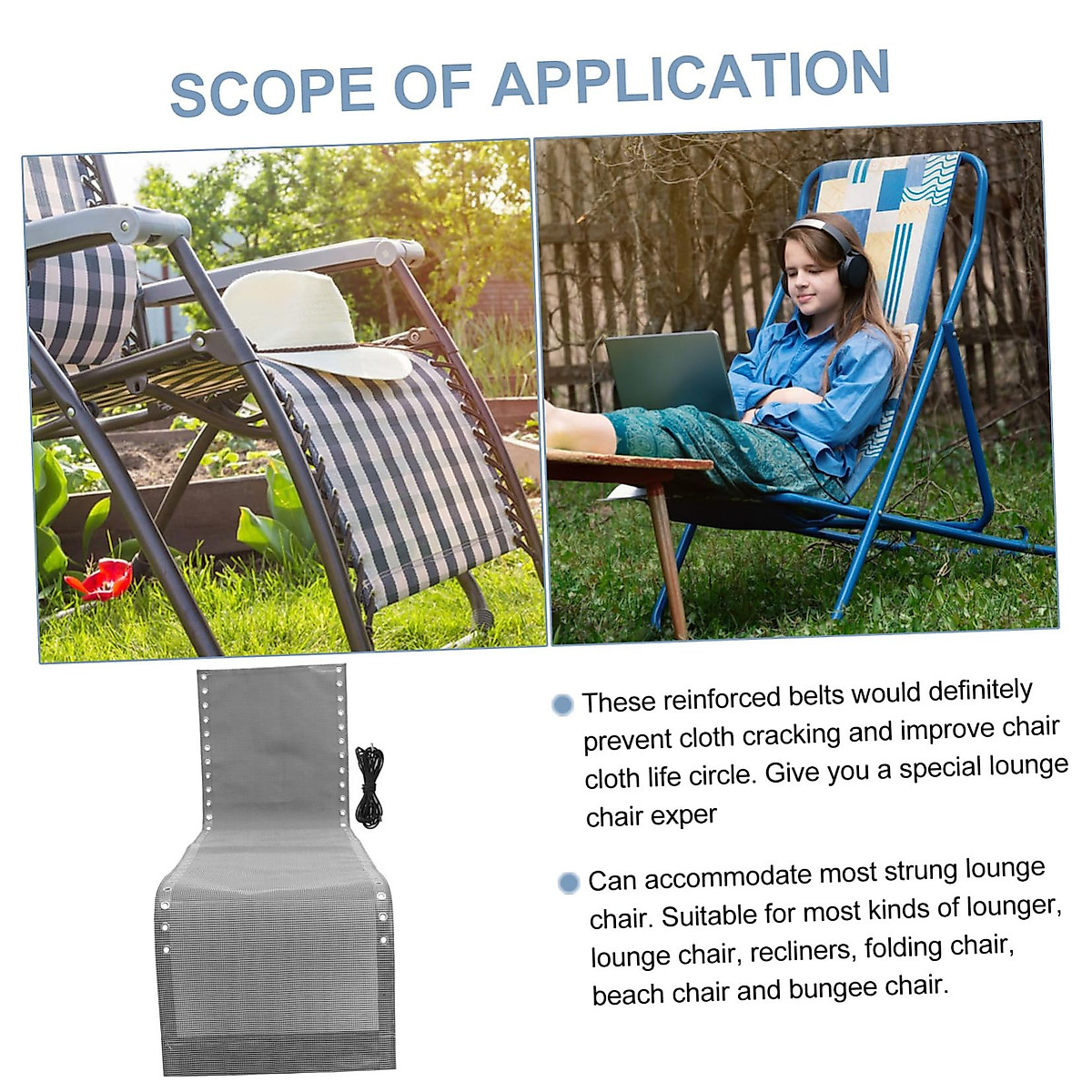 OFFSCH 1 Set Sling Fabric Replacement for Patio Chairs Patio Chair Replacement Fabric Lounge Repair Kit Portable Chair Cloth Chair Supplies Chair Replacement for Repairing