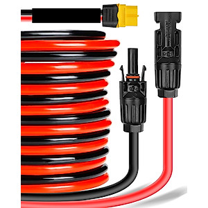 QLZOZB Solar to XT60 Extension Cable 12AWG 25FT XT60 to Solar Panel Extension Cable, Waterproof IP68 Solar Adapter Connecting Harness for Portable Power Station Solar Generator