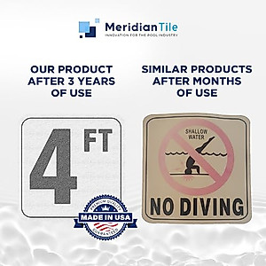 Aquatic Custom Tile, 4FT Pool Depth Markers, 6x6 Inches Vinyl Pool Stickers, Swimming Pool Number Markers, Pool Safety Signage, Adhesive Pool Depth Markers Stickers for Decks, MADE IN USA - (1 Pack)