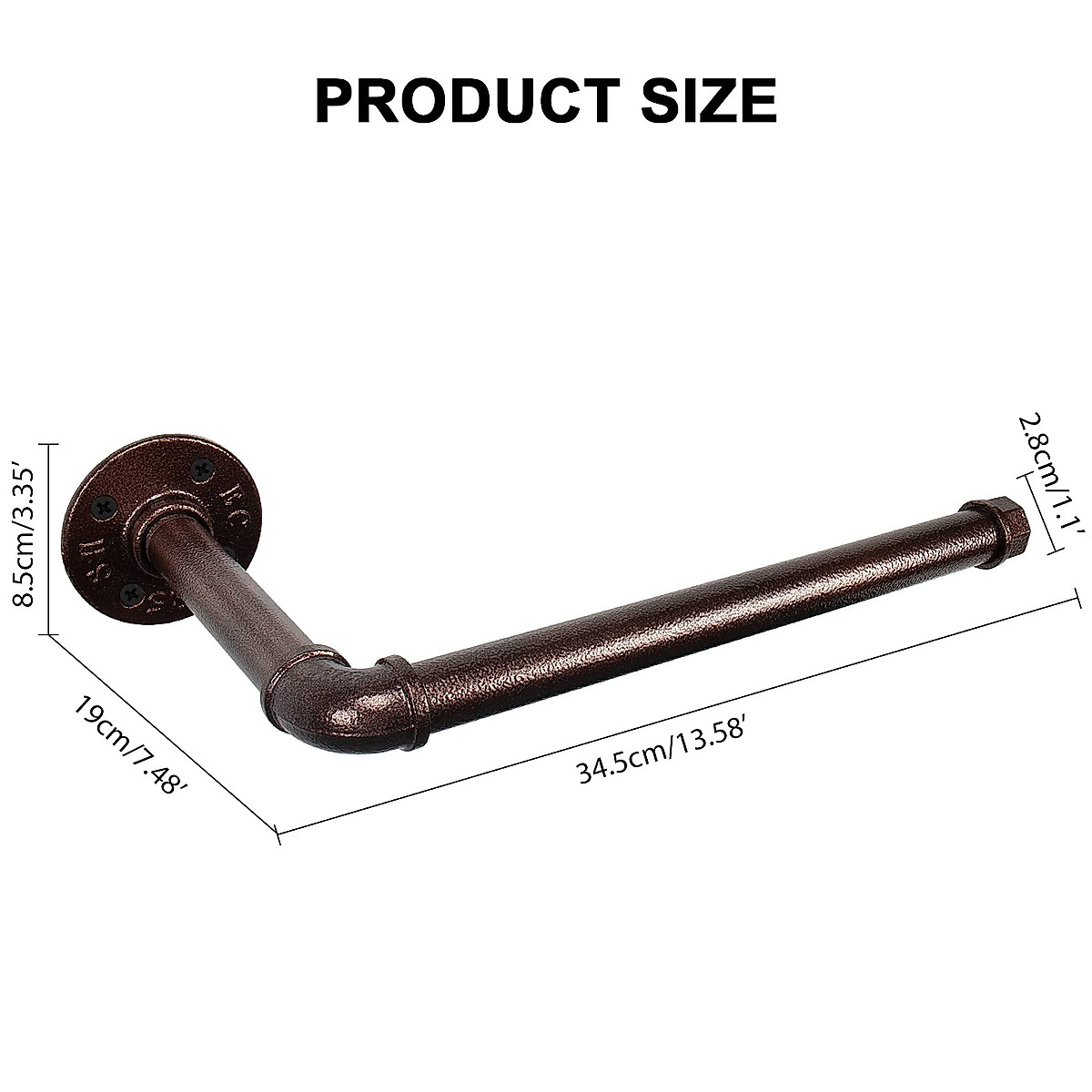 Jeasor Industrial Iron Pipe Kitchen Paper Towel Holder, Vintage Farmhouse Heavy Duty DIY Industrial Rustic Wall Mount Paper Towel Rack for Kitchen Bathroom(1, Bronze)