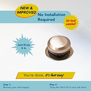 Drain Buddy Ultra Flo- 2 in 1 Bathroom Sink Stopper & Hair Catcher W/Patented Pull Clean Technology! | Fits 1.25” Sink Drains, Clog Preventing | Brushed Nickel Cap / 1 Replacement Basket