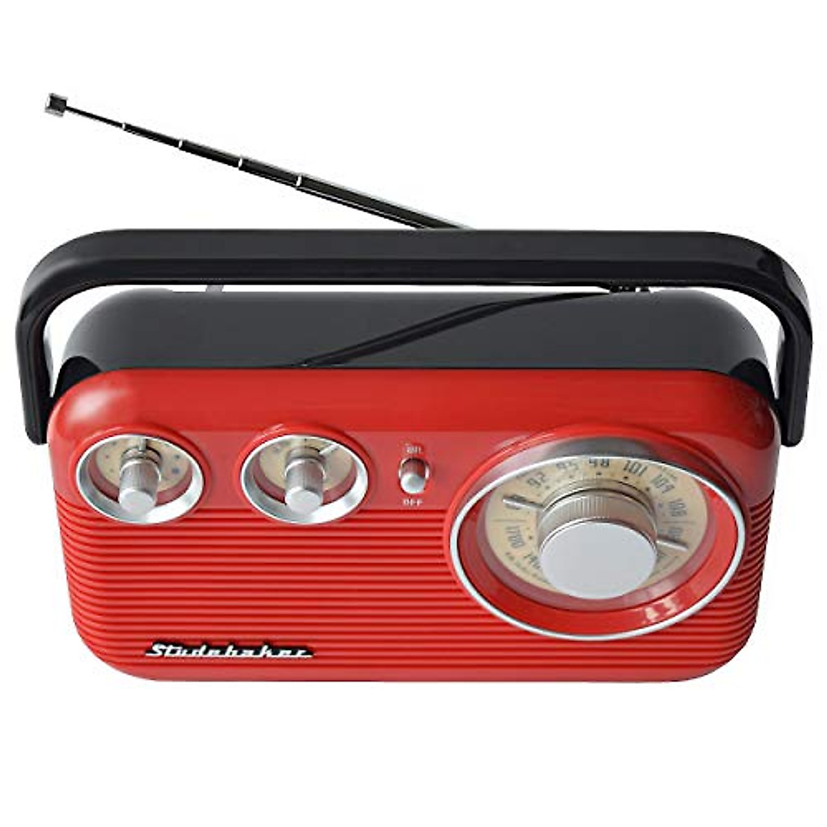 Studebaker SB2003 Retro Portable AM/FM Radio (red/Black)