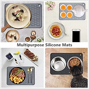 IYYI Dish Drying Mat for Kitchen Counter, Silicone Dish Drainer Mat, Multiple Usages Draining Mat, Heat Resistant Dish Mat, Dishwasher Safe(Light Gray,S)