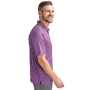 Cutter & Buck Pike Magnolia Print Stretch Men's Polo, Gelato/Navy Blue