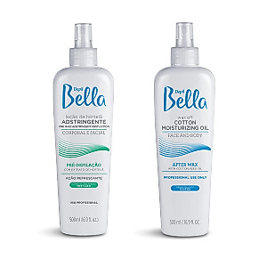 Depil Bella Skin Care Products, Two Pack, Pre Waxing Astringent Lotion (500 ml), Post Waxing - Oil Moisturizing Remover (500 ml).