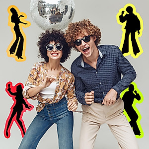 12 Pieces Retro 70s Silhouettes Dance Silhouettes Cutouts Disco Silhouette 80's Vintage Party Supplies Wall Stickers for 70s 80s Theme Party