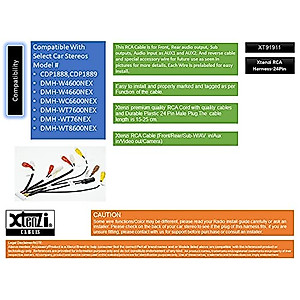 Xtenzi RCA Cord Assembly Harness Car Audio Video Compatible with Pioneer DMH CDP1888,CDP1889 - XT91911