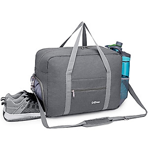Sports Gym Bag with Wet Pocket & Shoes Compartment, Travel Duffel Bag, Gray Small (16")