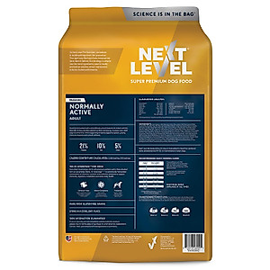 Next Level Super Premium Dog Food – Normally Active – Dry Kibble for Adult Dogs of All Breeds – 21% Protein, Beef, Pork, Fish, Chicken, Gluten Free Grains
