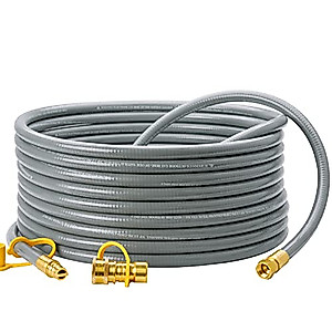 CALPOSE 40 Feet 3/8 inch ID Natural Gas Grill Hose with Quick Connect Fittings, Natural Gas Line for Grill, Pizza Oven, Heater and More Low Pressure Appliance